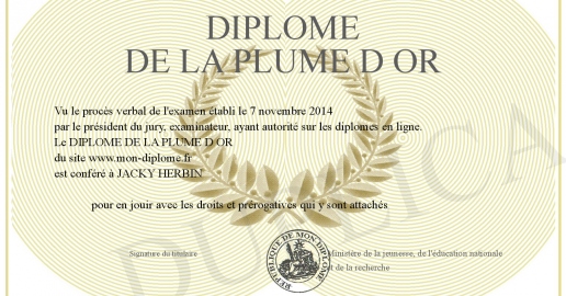 Diplome DE LA PLUME D OR