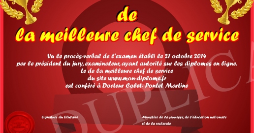 de la meilleure chef de service