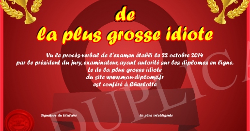 de la plus grosse idiote