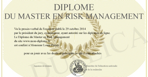 Diplome du Master en Risk Management