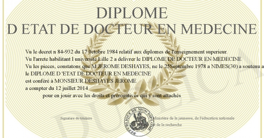 DIPLOME D ETAT DE DOCTEUR EN MEDECINE
