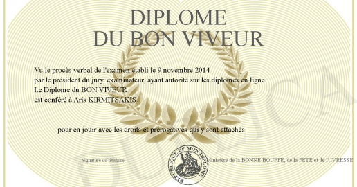 Diplome du BON VIVEUR