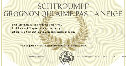 Schtroumpf Grognon qui aime pas la neige