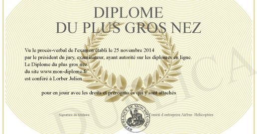Diplome du plus gros nez