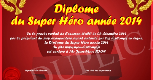 Diplome du Super Hero annee 2014