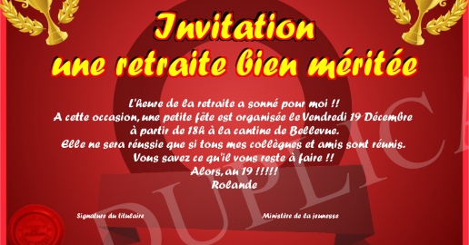 Invitation une retraite bien meritee