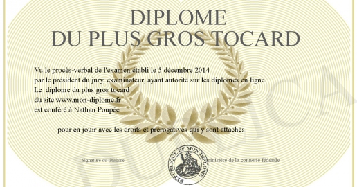 diplome du plus gros tocard