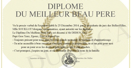 Diplome du Meilleur Beau Pere