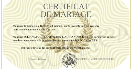 Certificat de Mariage