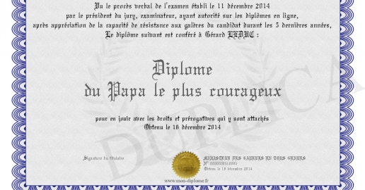 Diplome du Papa le plus courageux