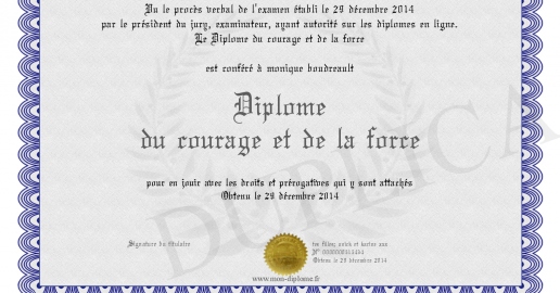 Diplome du courage et de la force