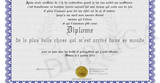 Diplome de le plus belle chose qui m est arrive dans se monde