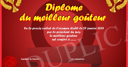 Diplome du meilleur gouteur