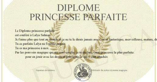 Diplome princesse parfaite