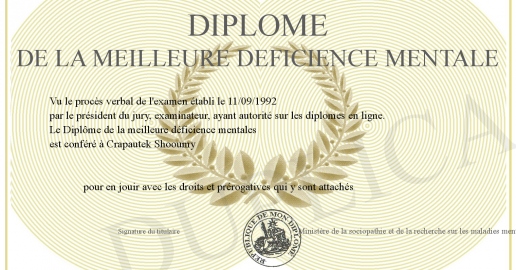 Diplome de la meilleure deficience mentale