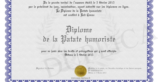 Diplome de la Patate humoriste