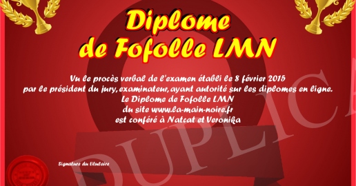 Diplome de Fofolle LMN