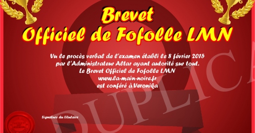 Brevet Officiel de Fofolle LMN