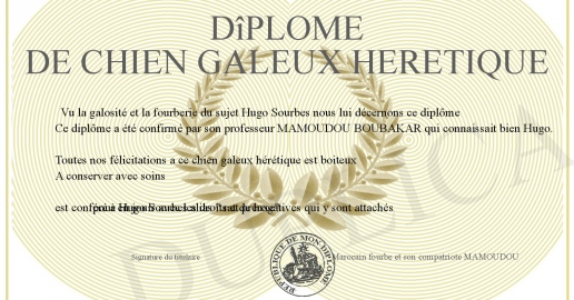 Diplome de chien galeux heretique