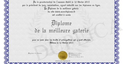Diplome de la meilleure gaterie
