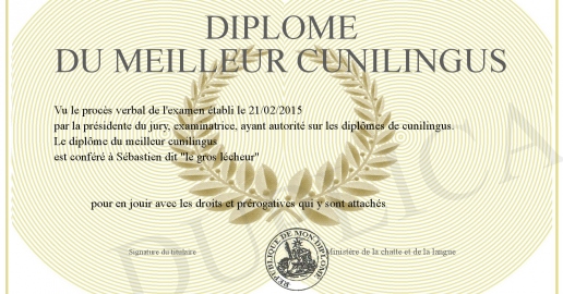 Diplome du meilleur cunilingus