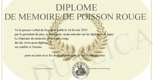 Diplome de memoire de poisson rouge