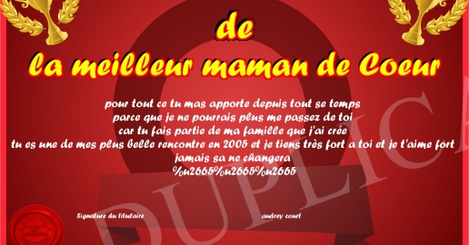 de la meilleur maman de Coeur