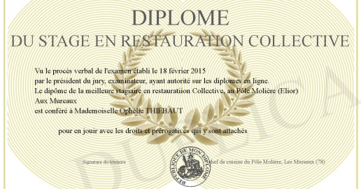 Diplome du Stage en Restauration Collective