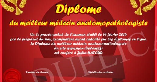 Diplome du meilleur medecin anatomopathologiste