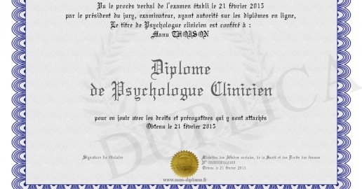 Diplome de Psychologue Clinicien