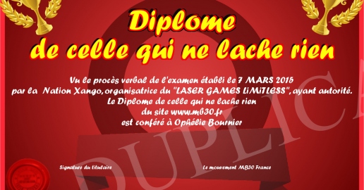 Diplome de celle qui ne lache rien