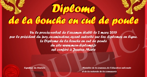 Diplome de la bouche en cul de poule