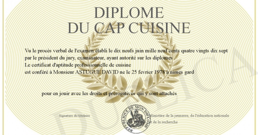 Diplome du cap cuisine