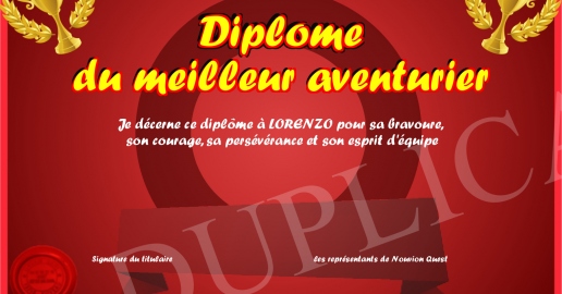 Diplome du meilleur aventurier