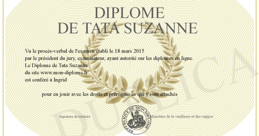 Diplome de Tata Suzanne