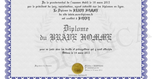 Diplome du BRAVE HOMME