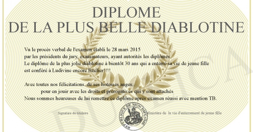 Diplome de la plus belle diablotine