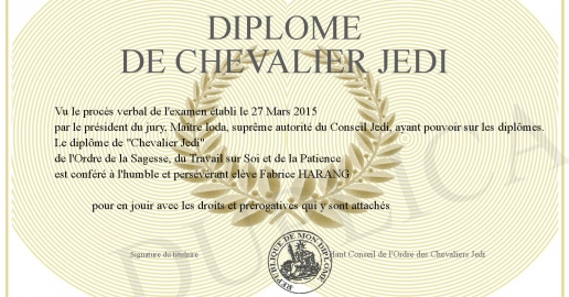 Diplome de Chevalier Jedi