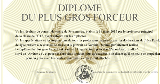 Diplome du plus gros forceur