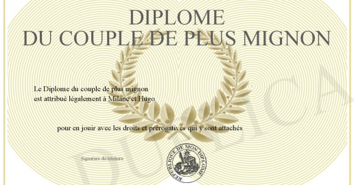 Diplome du couple de plus mignon