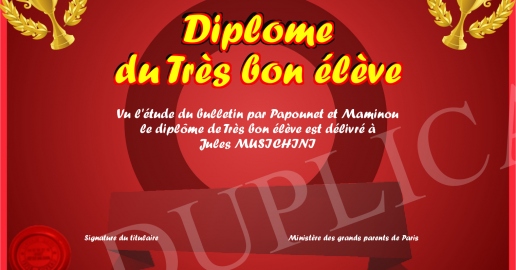 Diplome du Tres bon eleve