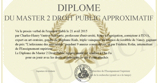 Diplome du Master 2 Droit Public Approximatif