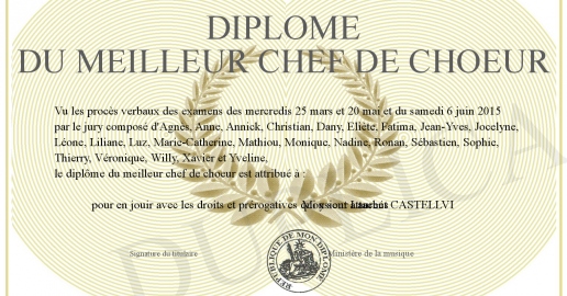 Diplome du meilleur chef de choeur