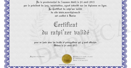 Certificat du ratpi zer valide
