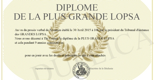Diplome de la Plus Grande LOPSA