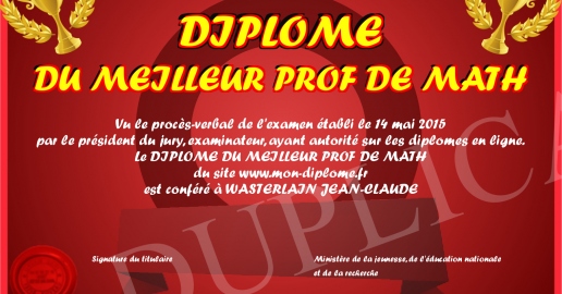 DIPLOME DU MEILLEUR PROF DE MATH