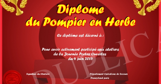Diplome du Pompier en Herbe