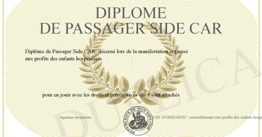 Diplome DE PASSAGER SIDE CAR
