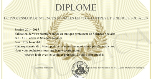 Diplome de professeur de Sciences Sociales en CPGE Lettres et Sciences Sociales