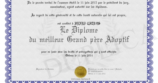 Le Diplome du meilleur Grand pere Adoptif